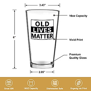 Jemo Gifts for Men Dad Him from Daughter Son Wife - 16 oz Funny Beer Glass - Fathers Day,Birthday,Christmas,Retirement White Elephant Gag Gifts for Husband Grandpa Papa Old Man