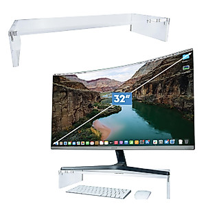 Mammoth DuraClear Acrylic Monitor Stand Riser - 3.5" Elevation and 20" Wide Computer Monitor Stand - Elevate Monitor & Organize Your Workspace