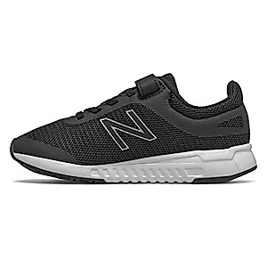 New Balance Kid's 455 V2 Hook and Loop Running Shoe, Black/White, 4 Infant