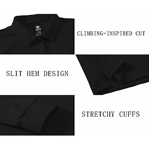 AjezMax Womens Golf Tennis Polo Shirts Long Sleeve Sun Protection Quick Dry Lightweight Casual Button Sports Athletic Tops Black Large