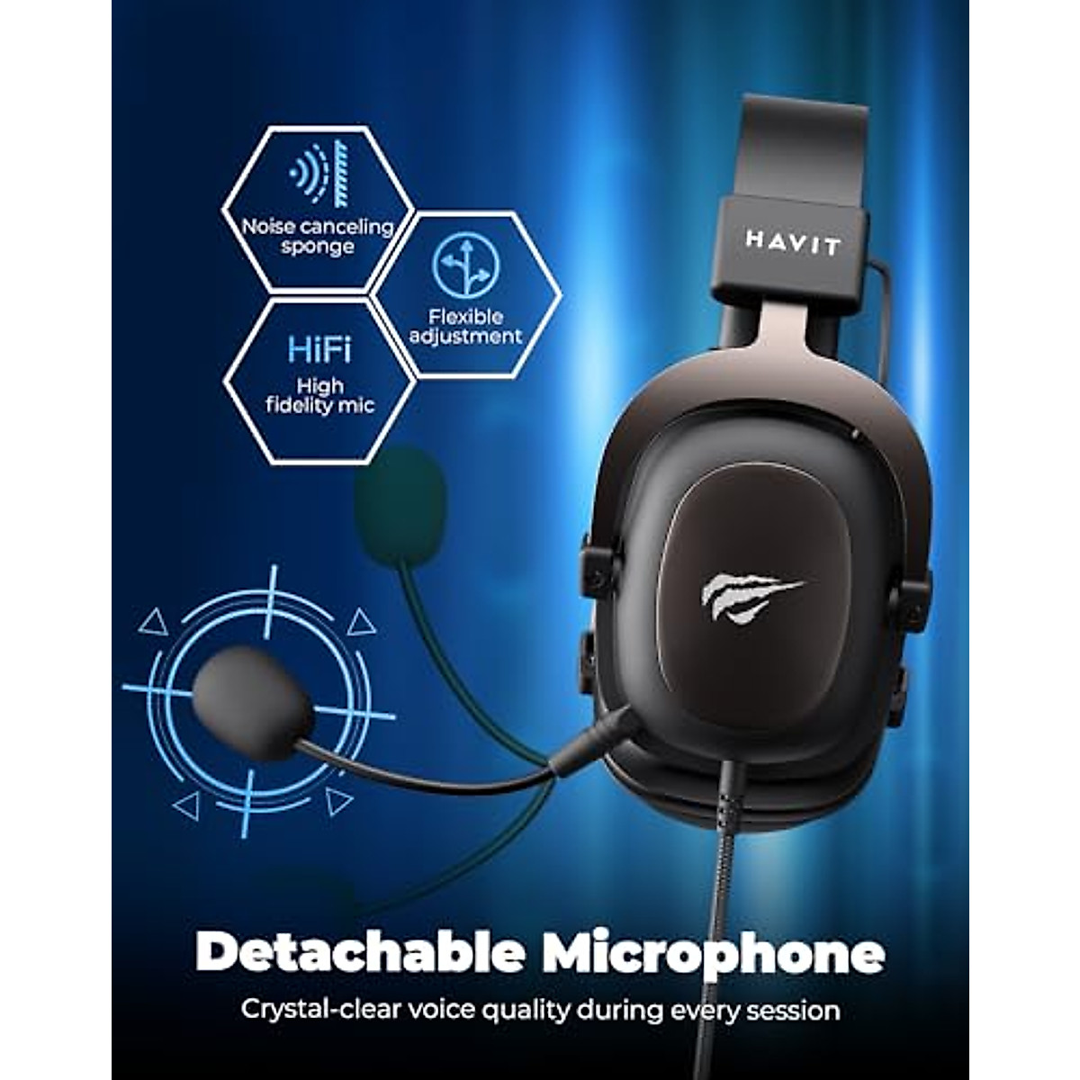 havit H2002d Gaming Headsets for PS4,PC, 50MM Drivers Surround Sound PS5 Headset with Mic Gaming Headphones with Mic Durable Aluminum Frame Valentines Gifts for Men