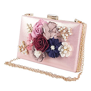 Lanpet Women's Evening Bag for Women, Flower Wedding Evening Clutch Purse Bride Floral Clutch Bag Beaded Evening Handbag