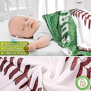 Sukoon Monthly Milestone Blanket for Baby Boy / Girl | Baseball Theme | Includes Frame and Bib | Large | 47"x40" | Personalized Baby Month Blanket for Newborn Baby Shower