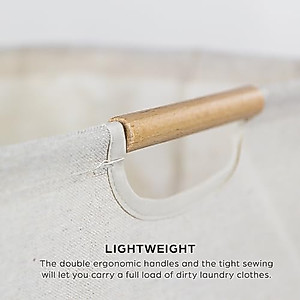 Waterproof Laundry Basket, Extra Large Laundry Hamper with Wooden Handle, Collapsible Toys Clothes Storage Basket for Laundry Room, Bathroom, Living Room, Hamper for Clothes, Toys and more.