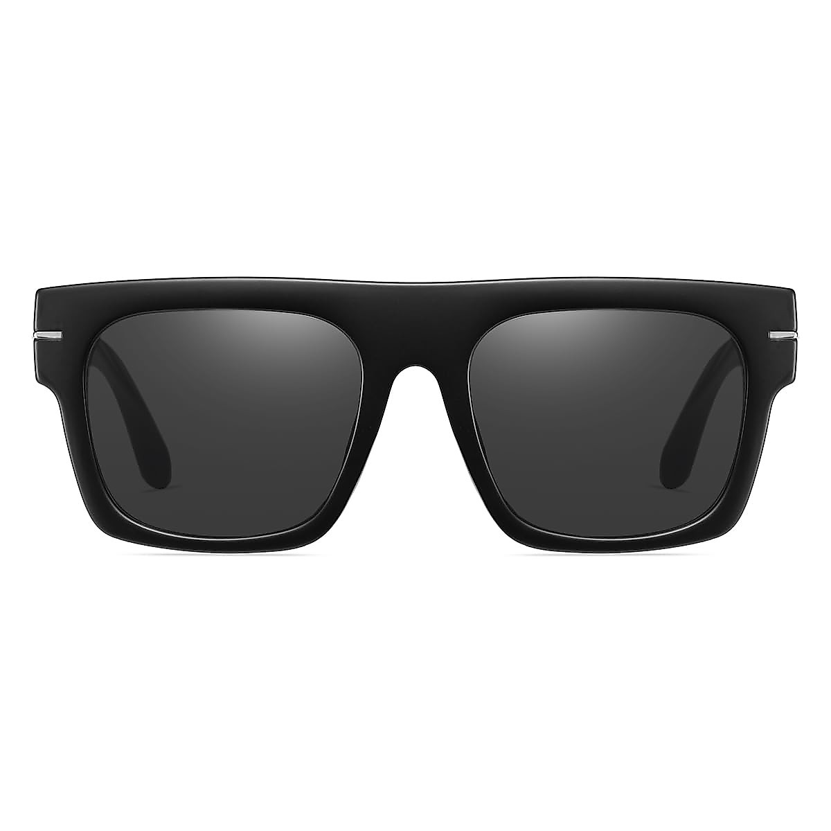 NIDOVIX Classic Vintage Square Sunglasses for Men Women Large Frame Retro 70s Sun Glasses UV400 Protection (Black/Grey)