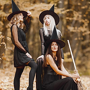 LUOBO Witch Hat, 10 Pieces with 100 Yards Hanging Rope for Halloween Yard Decoration. Black, Oxford Fabric, Collapsible Design, Hand Wash Only, All Ages, Halloween Celebrators