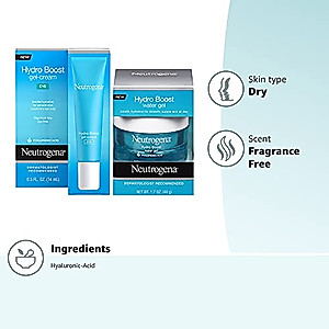Neutrogena Hydro Boost Water Gel Facial Moisturizer with Hyaluronic Acid, 1.7 oz & Hydro Boost Hydrating Gel Eye Cream with Hyaluronic Acid, 0.5 oz