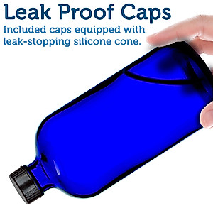 Empty Blue Glass Spray Bottles (2 Pack) - BPA Free - Large 16 oz Refillable Bottle for Plants, Pets, Essential Oils, Cleaning Products - Black Trigger Sprayer w/Mist and Stream Settings