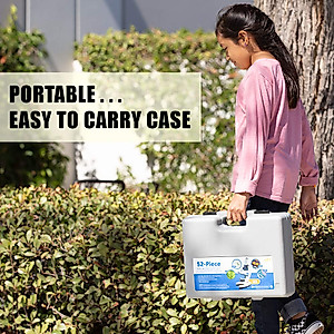 AmScope - M30-ABS-KT2-W-WM 1200X 52-pcs Kids Student Beginner Microscope Kit with Slides, LED Light, Storage Box and Book"The World of The Microscope" White