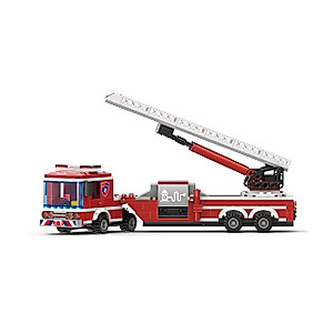 Apostrophe Games Fire Truck Building Block Set, Fire Fighter Building Blocks (Extended Ladder Firetruck), 294 Pieces