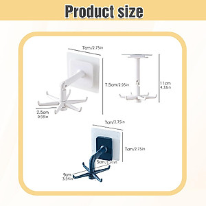 Poouty 360° Rotating Self Adhesive Utility Hook, 2024 New Under Cabinet Hooks Adhesive Kitchen Hooks for Hanging Utensils Holder Hanger Storage Rack for Kitchen Utensils Organizer (6Hooks, 2 Black)