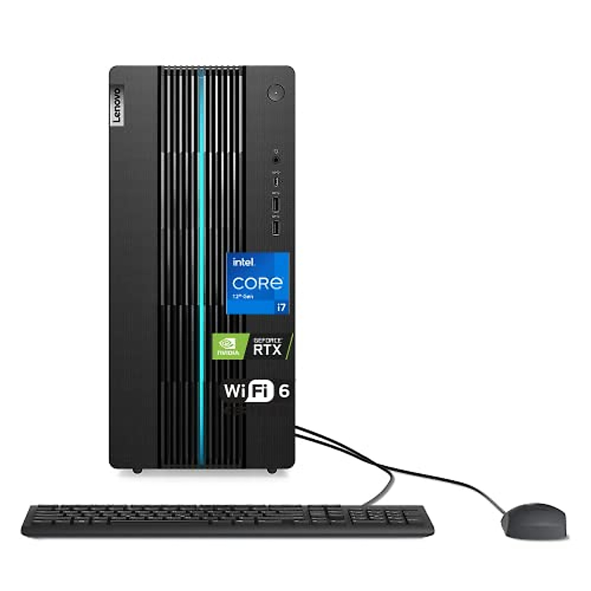 Lenovo IdeaCentre 5 Gaming Desktop, 12th Gen Intel Core i7-12700 Processor, GeForce RTX 3060, 32GB RAM, 512GB PCIe SSD + 1TB HDD, RJ45, DP, HDMI, Wired KB & Mouse, Wi-Fi 6, Windows 11 Home, Black