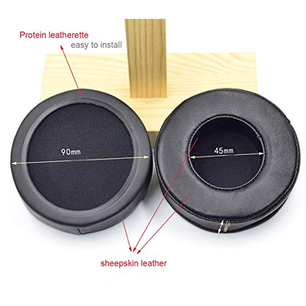 90mm Diameter Real Sheepskin Leather Replacement Compatible with AKG K545 K845BT K540 Headphone/JBL E50BT E50 BT S500 S700 Headphone / HDJ1000 HDJ2000 HDJ1500 Headphones