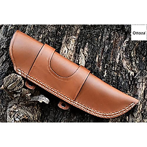 Ottoza Handmade Leather Knife Sheath RIGHT HAND Bushcraft Knife Sheath - Hunting Knife Sheath - Survival Knife Sheath - Fixed Blade Knife Sheath Horizontal Carry Dark Brown TOP GRAIN LEATHER No:44
