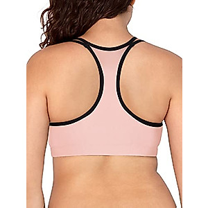 Fruit of the Loom Women's Spaghetti Strap Cotton Sports Bra-All-Day Comfort & Easy Movement, Petite Modern Camo/White/Black Hue/Blushing Rose with Black/Charcoal/Black Hue, 42