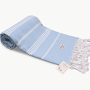 Beach Towel for Bathroom - Travel Beach Towel for Adults - Turkish Beach Towel - Sand Resistant Beach Towels for Vacation - Thin, Large and Quick Dry Beach Towel - 40' × 70' (Sultan-Light Blue)