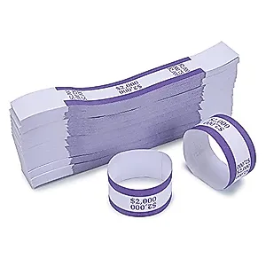 L LIKED Pack of 500 Currency Band Self Sealing Currency Straps Bands Money Bill Wrappers (Purple $2000-500 PCS)
