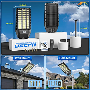 Solar Street Lights Outdoor, Solar Parking Lot Lights Commercial Grade 420000 Lumens Solar Lights Outdoor Waterproof Dusk to Dawn Motion Sensor with Remote Control, 4 Pack