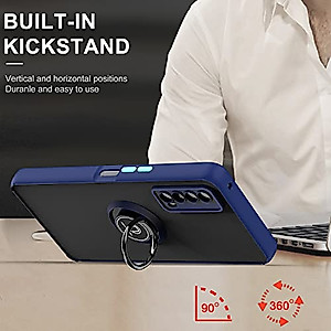 Lokyoo Shockproof Case for TCL Stylus 5G 2022, with 2 Pack Tempered Glass Screen Protector, Military Grade Phone Cover with Support Magnetic Car Holder Metal kicktand for TCL Stylus 5G-Blue