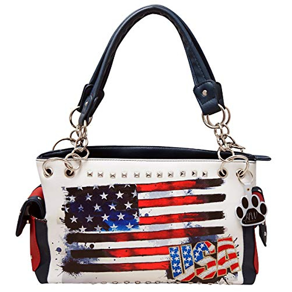 HW Collection USA American Flag Stars Stripe Concealed Carry Country Patriotic Handbag Wallet Set (USA Flag Set)