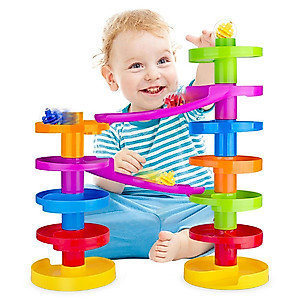 Ball Drop Educational Toy with Bridge - Advanced Spiral Swirl Ball Ramp Activity Playset for Toddlers