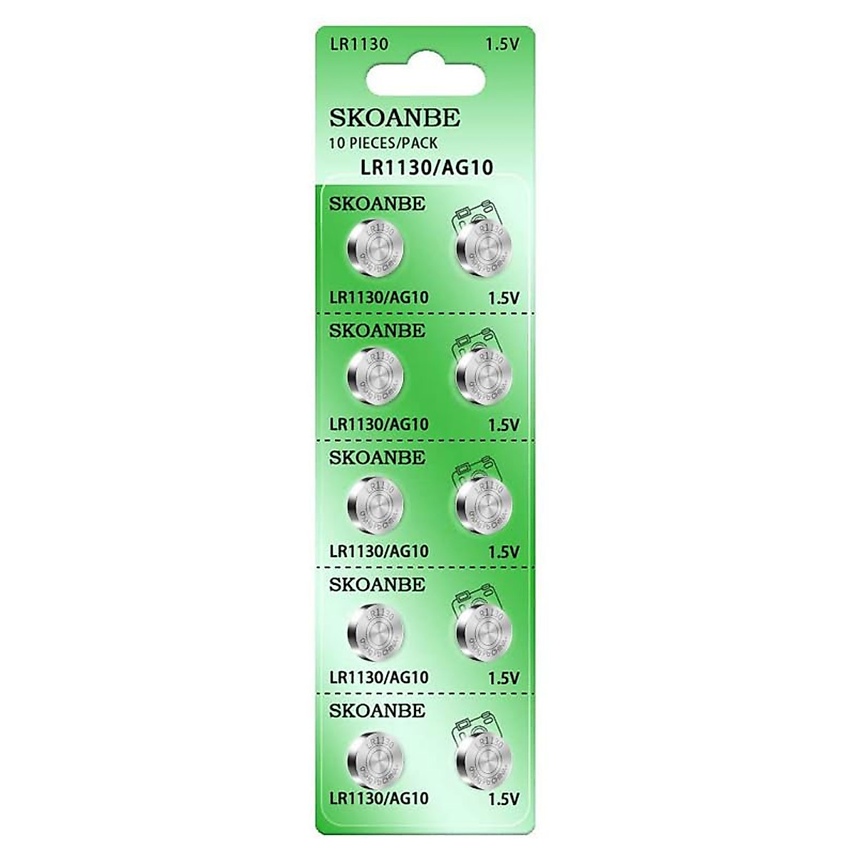 SKOANBE 10PCS LR1130 AG10 SG10 389 189 1.5V Button Coin Cell Battery