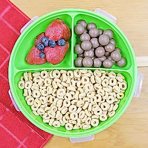 Microwave Food Storage Tray Containers - 3 Compartment Section Divided BPA Free Plates w/ Vented Lid - For Leftovers or Lunch