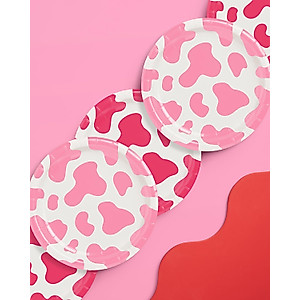xo, Fetti Pink Cow Print Paper Plates - 24 pk, 9" | Bachelorette Party Decorations, Last Rodeo, Cowgirl Rodeo Birthday Party, Western Baby Shower Supplies, Cool Cake Plates
