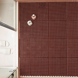 16Pack 11.8 x 11.8 Inch Interlocking Rubber Floor Tiles Non-Slip Shower Pool Deck Tiles for Flooring, Soft PVC Splicing Modular Cushion Mat Drainage Mats for Patio Garage Kitchen Bathroom (Brown)