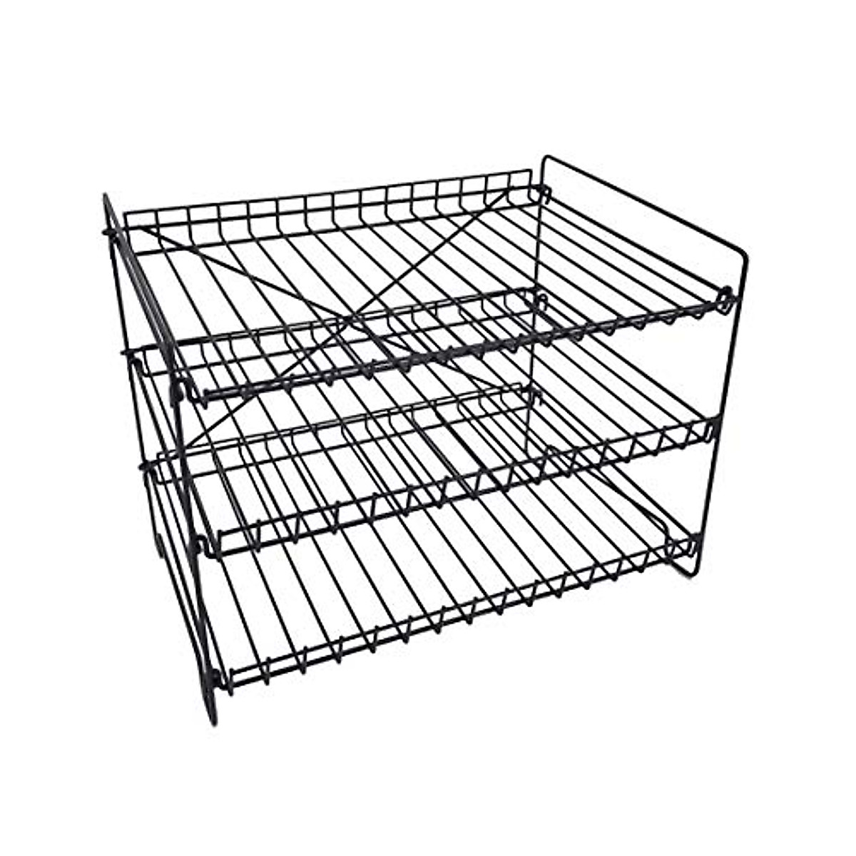FixtureDisplays® 16" x 12.5" x 10" Wire Rack for Countertop Use with 3 Open Shelves, Black 10085-2D