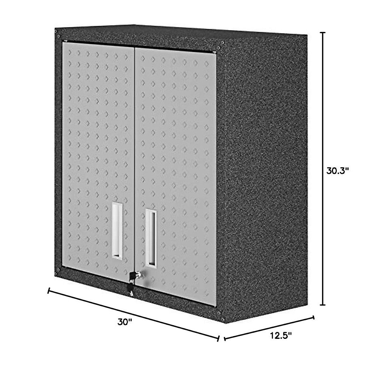 Pemberly Row Metal 2 Door Wall Mount Floating Garage Storage Cabinet with Lock in Grey