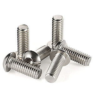 M6-1.0 x 12mm Button Head Socket Cap Screws, Allen Socket Drive, Stainless Steel 18-8, Bright Finish, Quantity 25