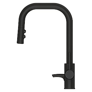 Pfister Zanna Kitchen Faucet with Pull Down Sprayer and Soap Dispenser, Single Handle, High Arc, Matte Black Finish, F5297ZNRB