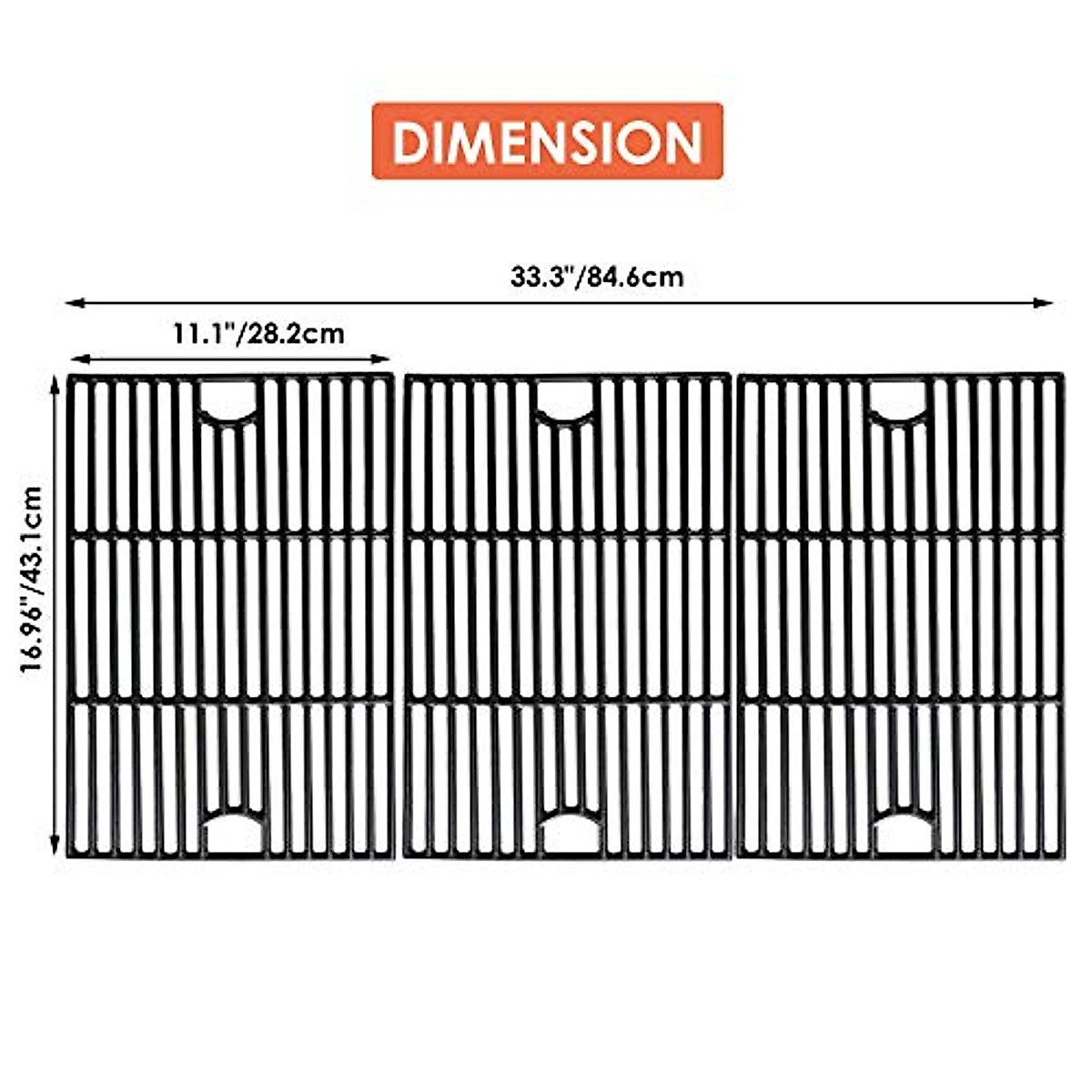 Uniflasy Cooking Grate for Nexgrill 720-0896B 720-0896E 720-0898 Gas Grills, Cast Iron Grates Replacement Parts Homedepot Nexgrill 720-0896 720-0896C 720-0896CP 720-0898A 17 inch Grill Grid, 3 Pack