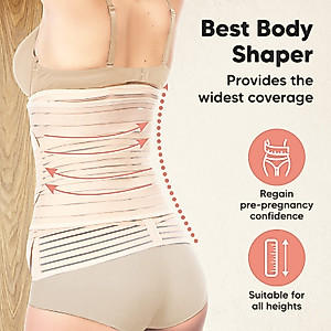 3 in 1 Postpartum Belly Support Recovery Wrap – Postpartum Belly Band, After Birth Brace, Slimming Girdles, Body Shaper Waist Shapewear,Post Surgery Pregnancy Belly Support Band (Classic Ivory,2XL)