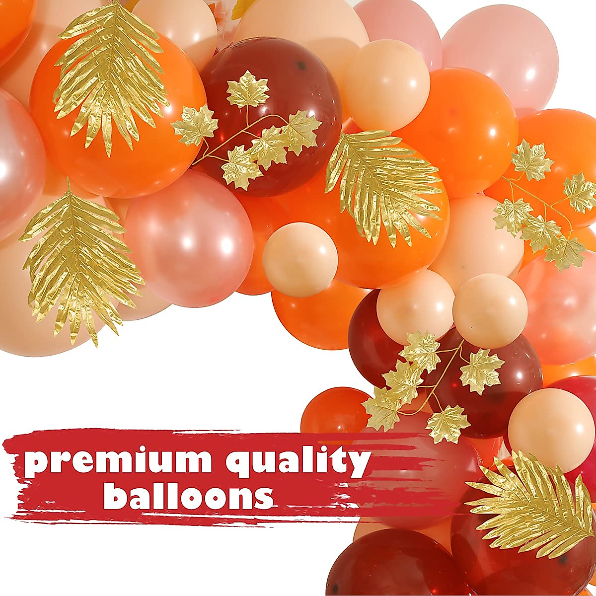 Fall Balloons Garland Kit,157 Pack Orange Brown Confetti Balloons 16Ft Balloon Arch Strip Maple Leaves for Autumn Harvest Birthday Thanksgiving Party Fall Decorations
