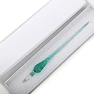 molshine Handmade Glass Dip Pen Crystal Calligraphy Pen Signature Dipped Pen for Artist Women Men Teens,Writing Drawing Decoration Gifts (Ice green)