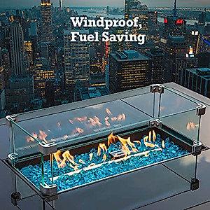 Fire Pit Wind Guard – Premium Fire Glass for Propane Fire Pit – Thick Tempered Glass Fire Pit Screen Rectangular – Clear Fire Pit Glass Shield for Propane and Gas Pits - 35.5 x 11.5 x 6-inch
