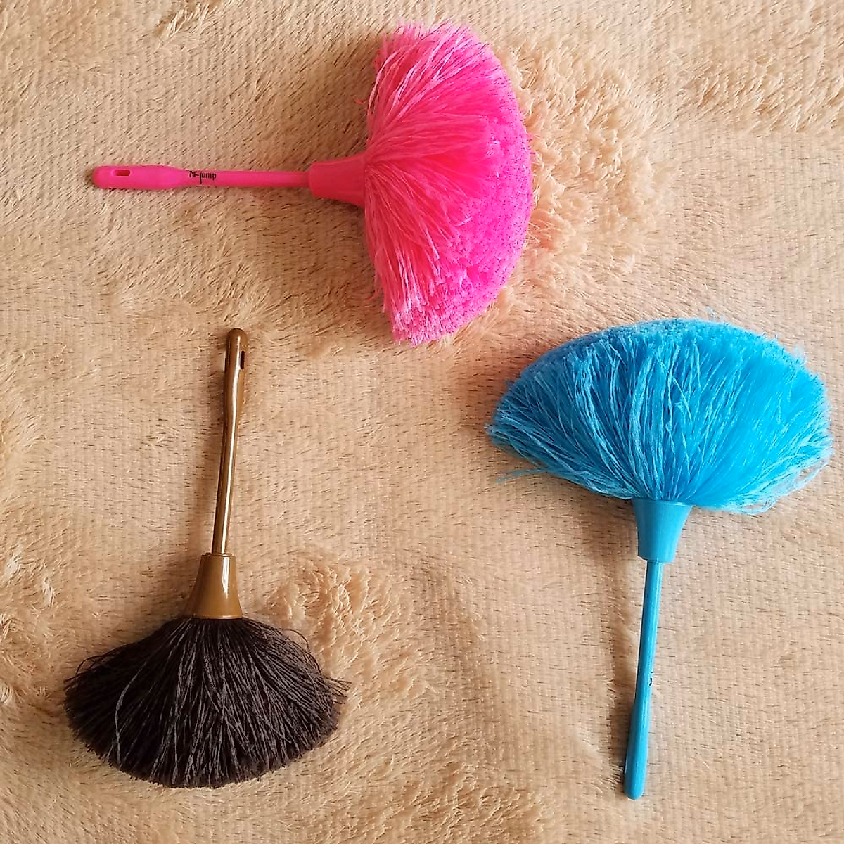 M-jump 3 Pack Microfiber Delicate Duster,Comfortable Non Slip Handle, 3 Colour Washable Dusting Brush for Blinds Kitchen Keyboard Office