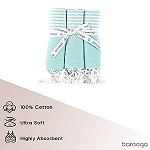 BAROOGA Turkish Hand Towels for Bathroom and Kitchen, 18 x 38 Inches, (Set of 3), 100% Cotton, Decorative Towel | Face, Hand, Gym, Hair, Yoga, Tea Towel, Dishcloth (Mint)