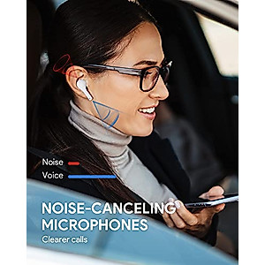 Wireless Earbuds, WENKEYTWS Bluetooth 5.1 Headphones with Wireless Charging Case, Noise Canceling Mics, 30H Playtime, IPX6 Water Resistance, Hi-Fi Stereo Earphones for iPhone and Android(White)