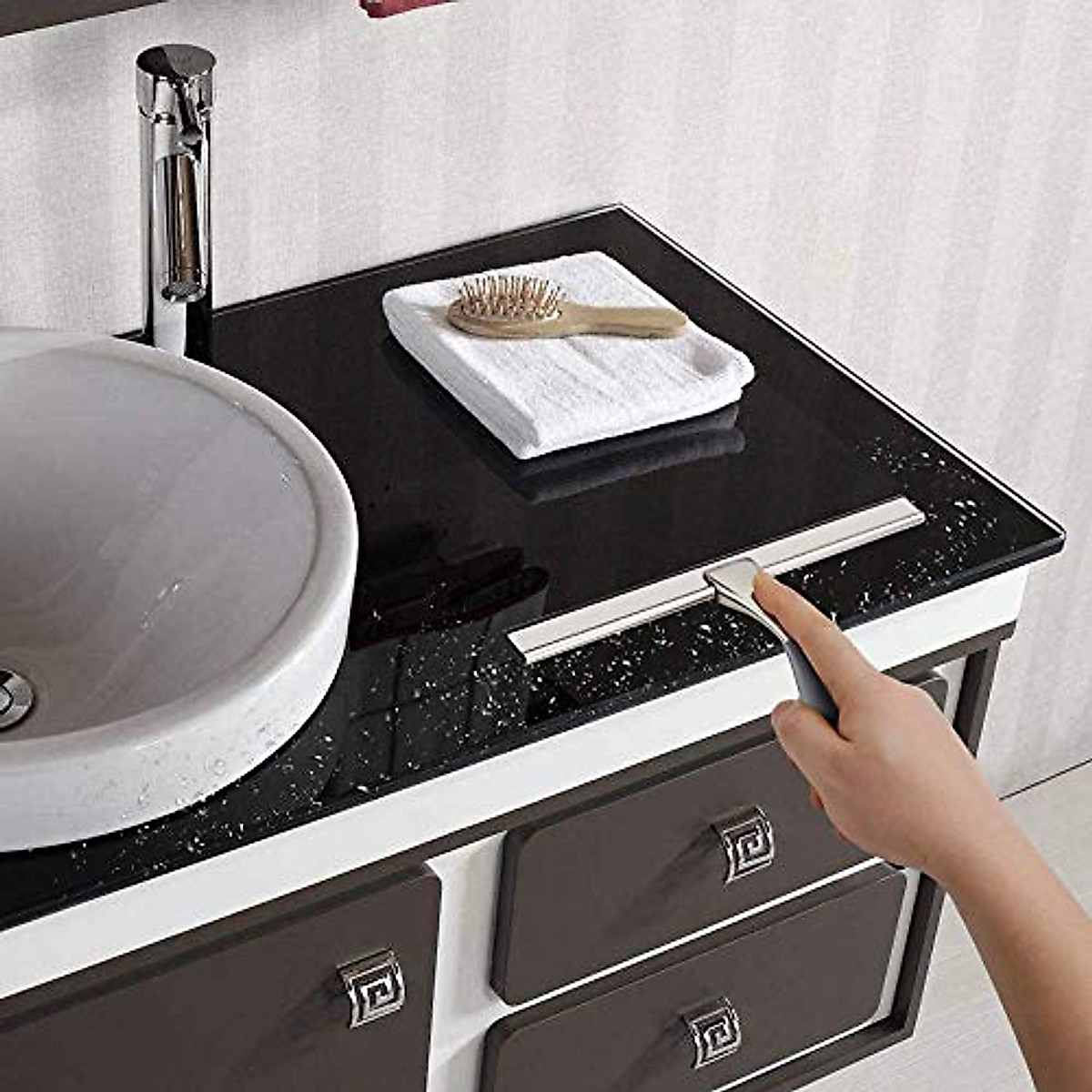 Bundle Set of Adhesive Bathroom Shower Shelf and Stainless Steel Shower Squeege 10 Inches