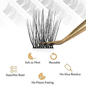 WONSIS Lash Clusters, 120 Pcs Individual Lashes Cluster, Soft and Lightweight Individual Lashes, 0.07 Thickness C Curl Synthetic Reusable Artificial DIY Lash Extension (Volume-Medium 12mm)