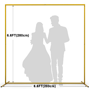 6.6FT x 6.6FT Gold Wedding Arches for Ceremony Square Backdrop Stand Metal Balloon Arch Stand Kit Wedding Arch Frame for Birthday Party Bridal Shower Anniversary Decoration