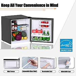 Frestec 1.6 Cu.Ft Mini Fridge with Freezer, Compact Refrigerator, Energy Efficient for Office, Apartment, Dorm, Bedroom