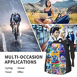 Stitch Cute Backpack Adult Laptop Bag Double Casual Daypack Cartoon Anime Character Classic Basic Lightweight Backpacks Travel Bag Gifts