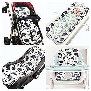 Baby Carriage Cushion, Universal Breathable Stroller Mat, Stroller Cushion for Strollers 100% Cotton, 34x78cm 1 Pack (Black Bear)