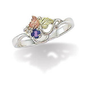 Sterling Silver Black Hills September Birthstone Ring with 3 MM Round Synthetic Blue Spinel - Ring Size 4.5