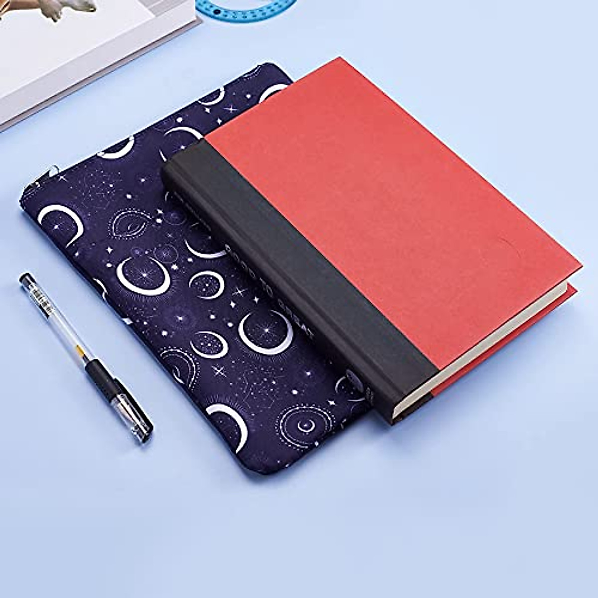 Book Sleeve Moon and Star Book Protector, Book Covers for Paperbacks, Washable Fabric, Book Sleeves with Zipper, Medium 11 Inch X 8.7 Inch