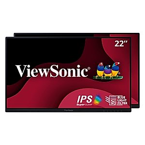 ViewSonic VA2256-MHD_H2 Dual Pack Head-Only 1080p IPS Monitors with Ultra-Thin Bezels, HDMI, DisplayPort and VGA for Home and Office,Black